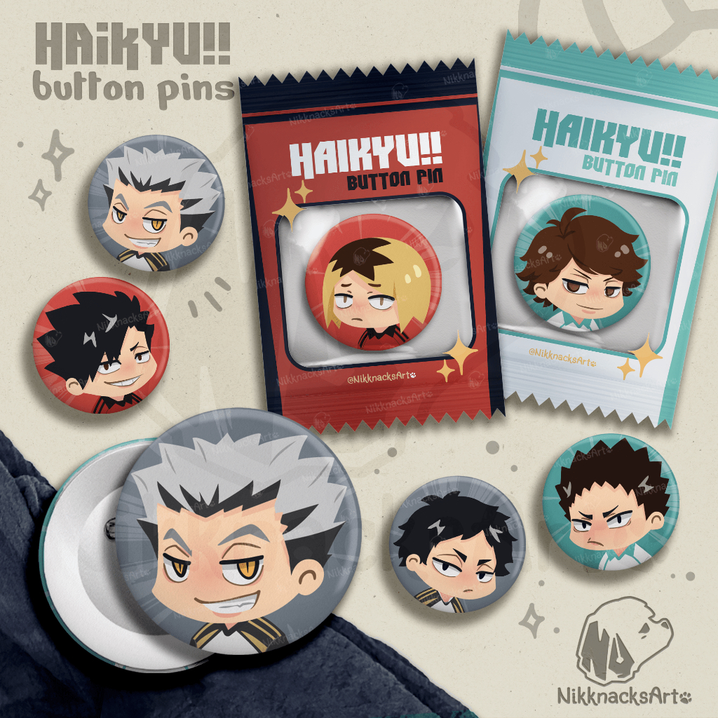 Haikyuu Button Pin 2 - Decorative Button Badge - Cute & Collectible ...
