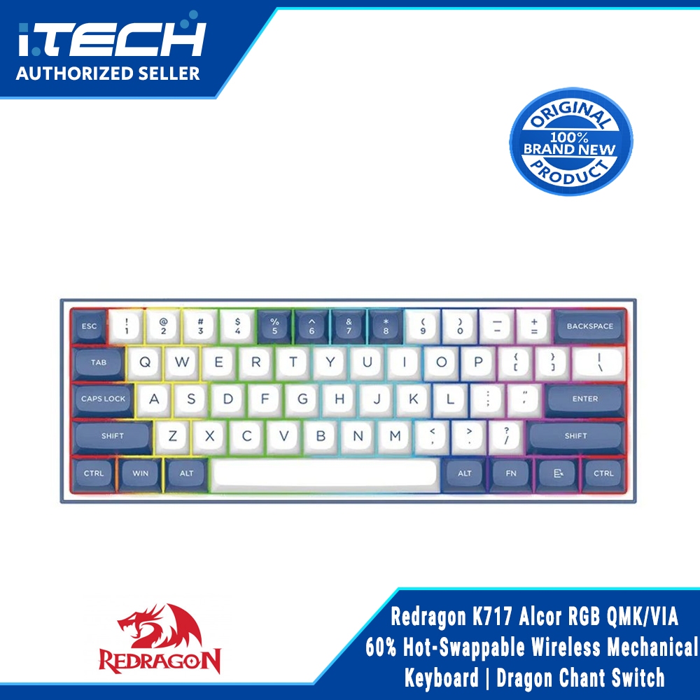 Redragon K717 Alcor RGB QMK/VIA 60% Hot-Swappable Wireless Mechanical ...