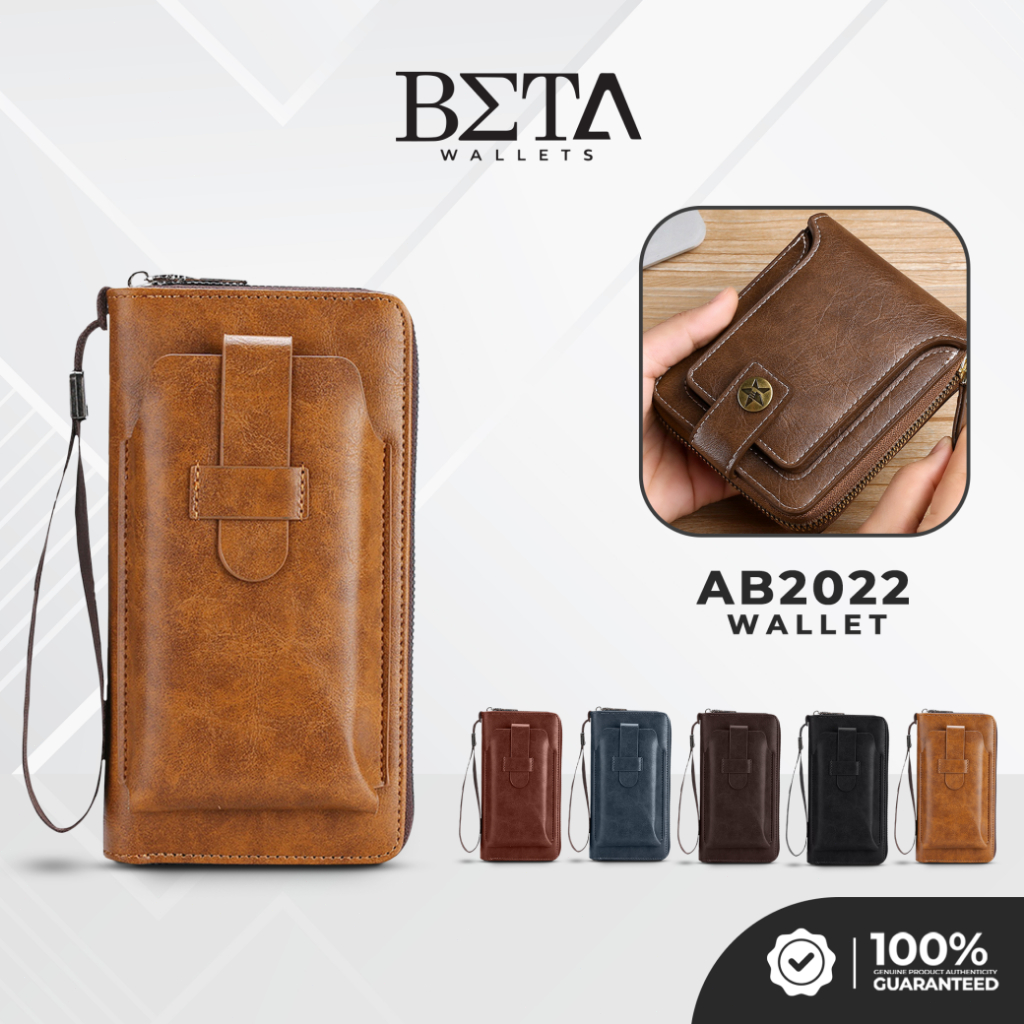 BETA Long Wallet For Men High-end Business Wallet Vintage Leather Zip ...