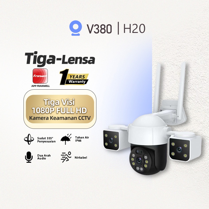 V380 Three lens security camera CCTV Wireless WIFI Outdoor PTZ 360 12MP ...