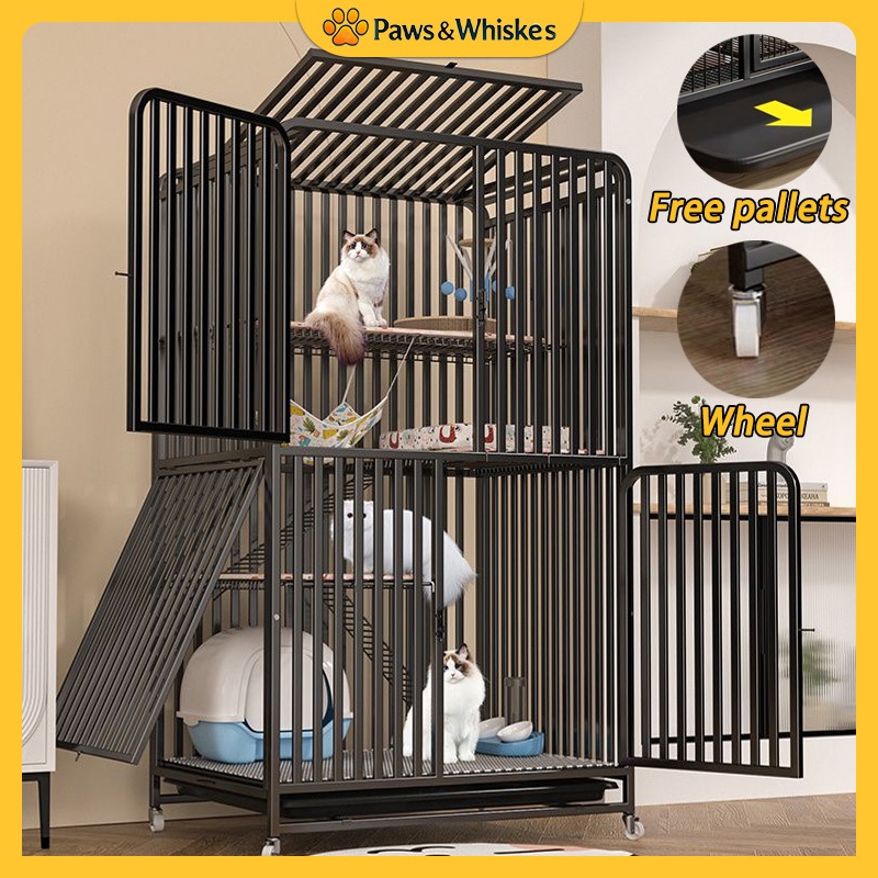 Square Tube Cat Cage 4 Layer Pet Cage Foldable Sturdy Pet Furniture Cat ...