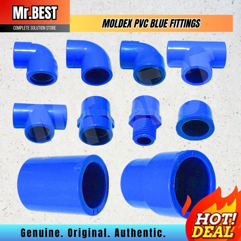 Moldex Blue PVC Fittings – Elbow, Tee, Coupling, Male Adaptor, Cap ...