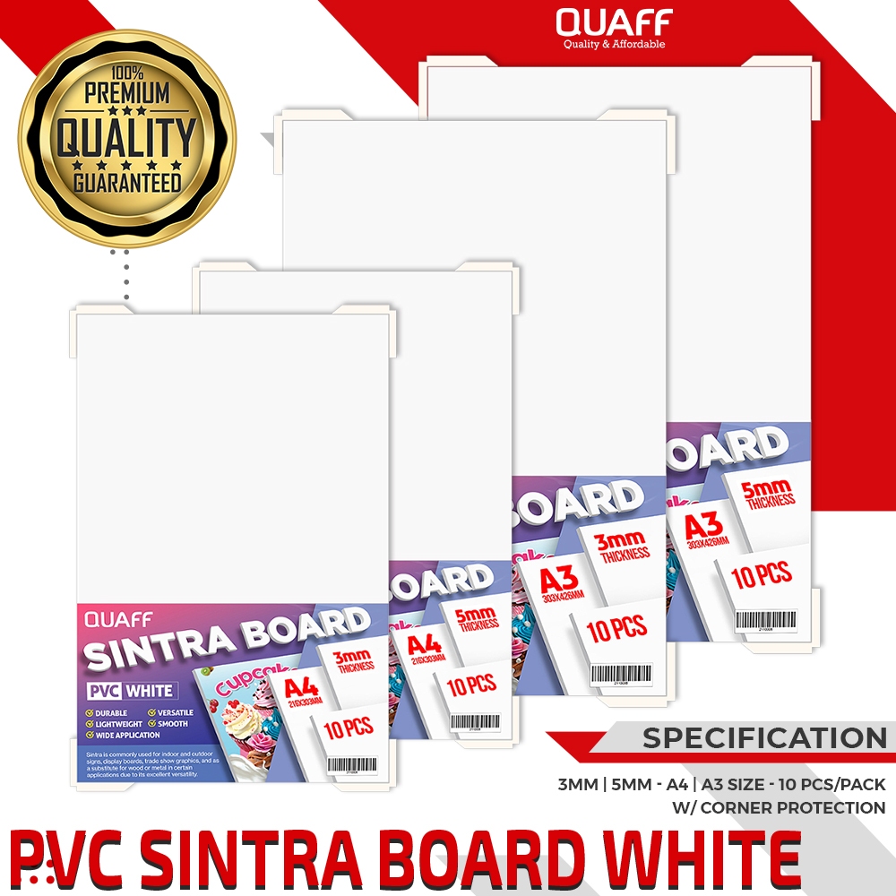 10sheets PVC Sintra Board White With Corner Protection A4 & A3 SIze (Thickness: 5mm | 3mm ...