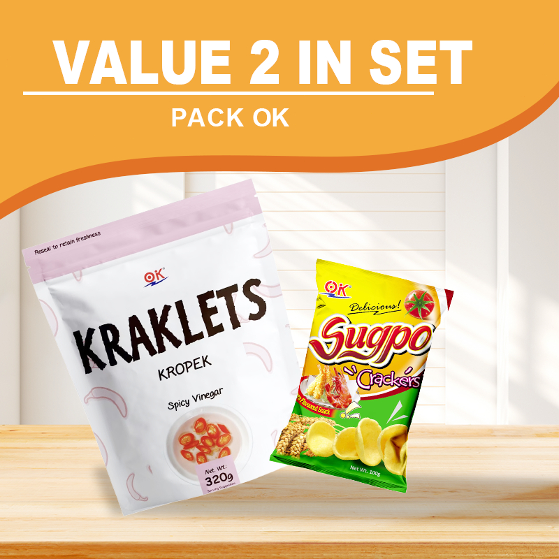 [OK Snacks][2 in 1 set]Kraklets Kropek 320g+Sugpo Prawn Crackers ...