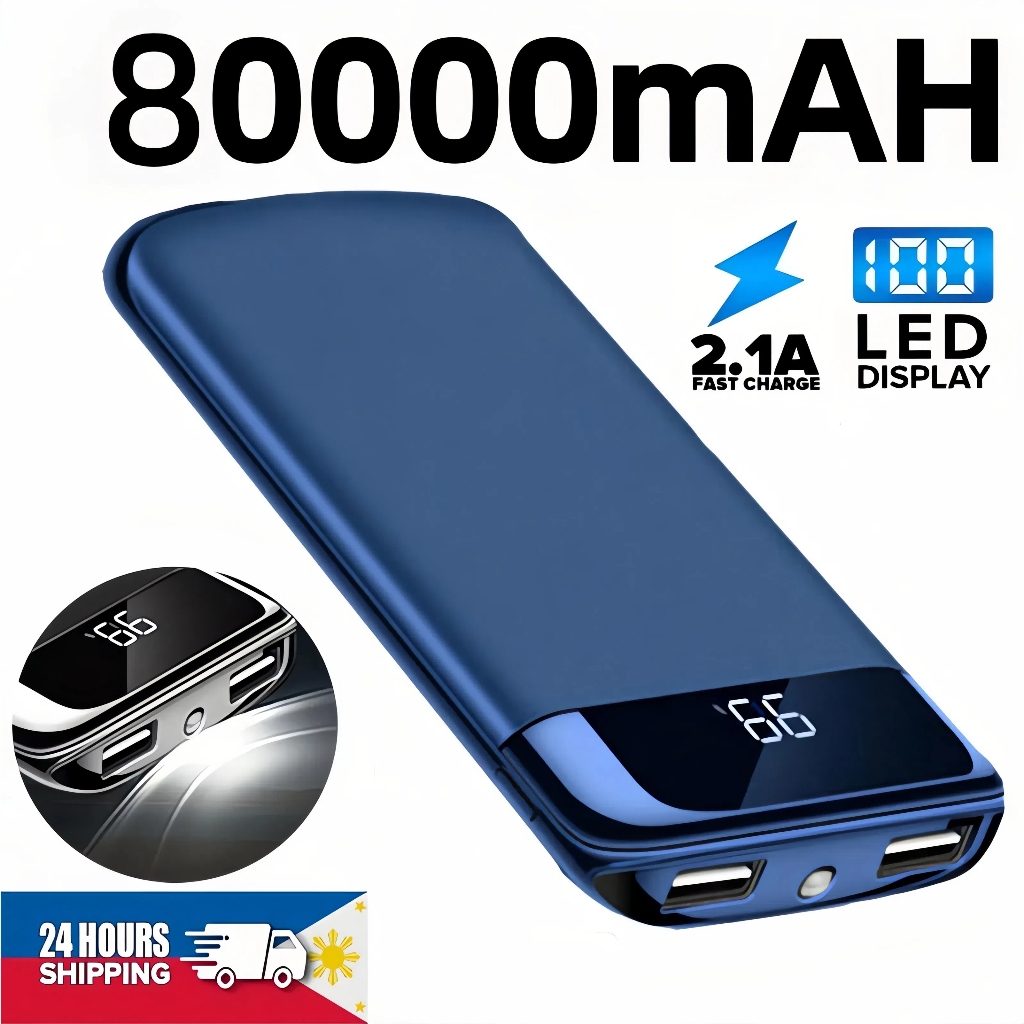 {COD}Original 100% ultra-thin powerbank 80000mah portable 2.1A fast ...
