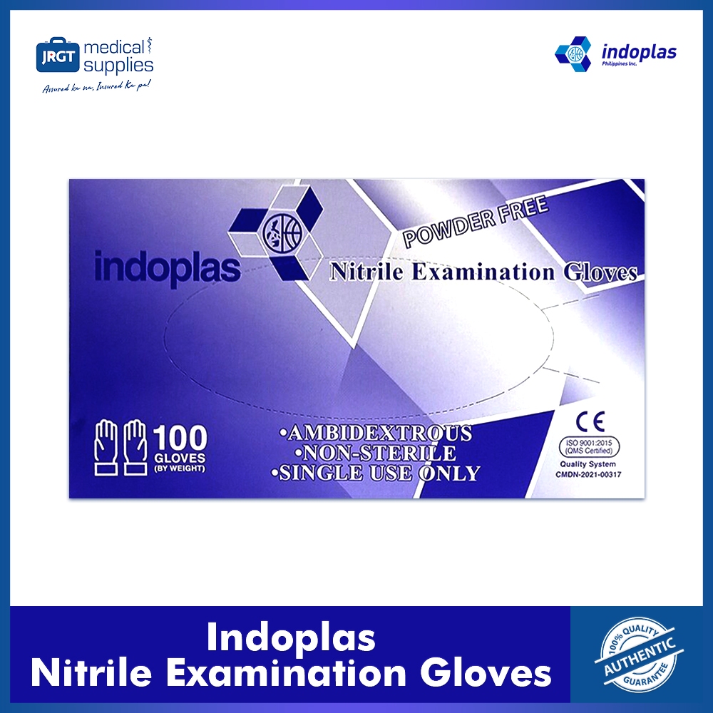 Indoplas Nitrile Examination Gloves Powder Free (100pcs) | Shopee ...