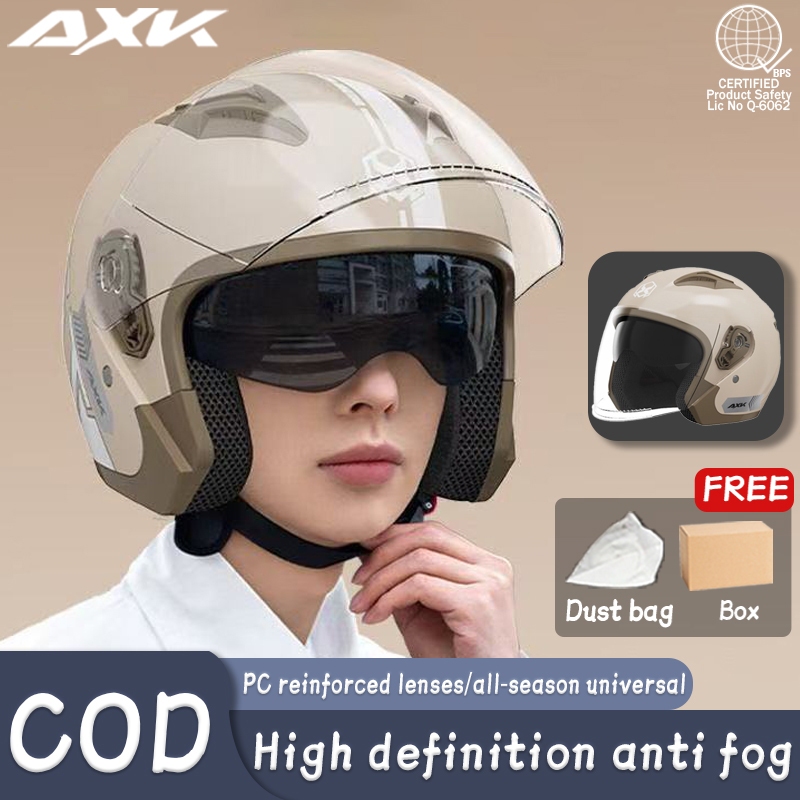 AXK 801 998 Motorcycle Double Miorr Half Face Helmet | Shopee Philippines