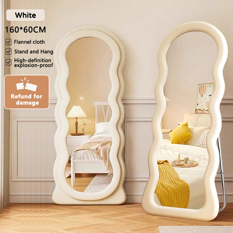 Full Length Mirror Floor Mirror , Irregular Wall Mirror Wavy Full Body ...