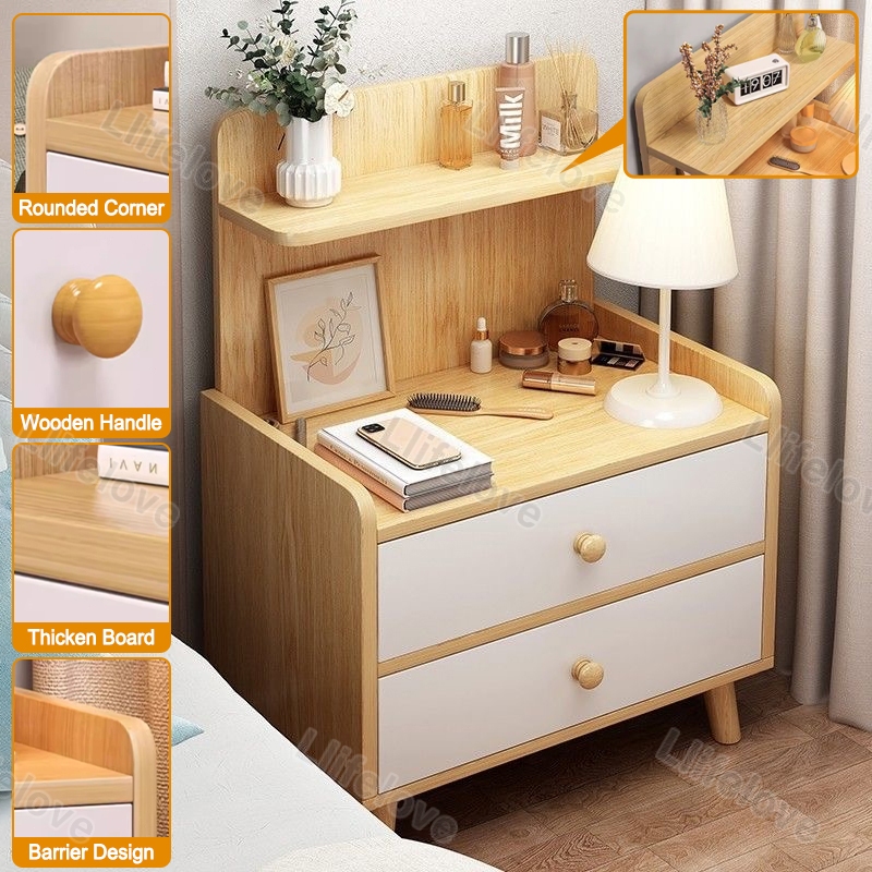 Bedside Table With Drawer Cabinet With Drawers For Bedroom Wooden ...