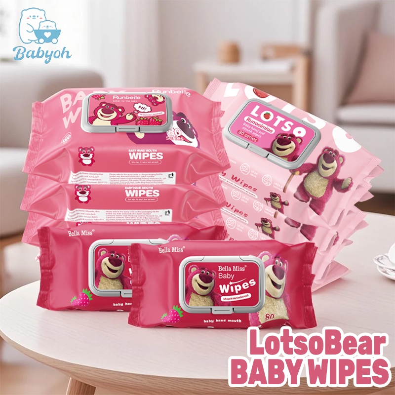Wipes 10 Packs x 80 Cartoon Pattern Type Non-alcoholic Baby Wipes ...