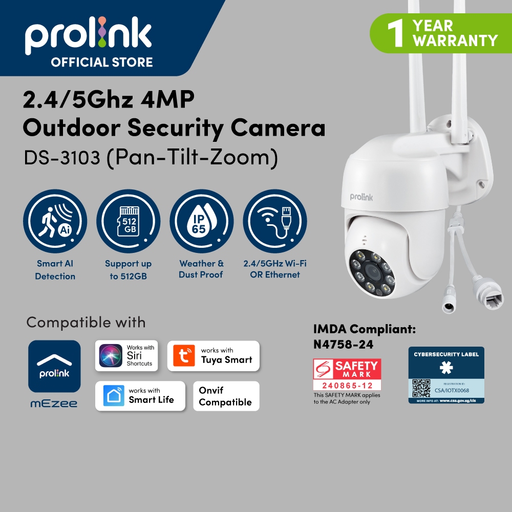 Prolink DS-3103 4MP Dual Band Outdoor Security Camera CCTV Waterproof ...