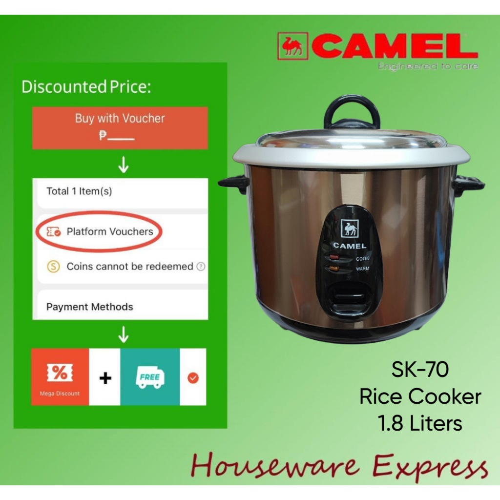 Camel SK70 Rice Cooker 1.8L up to 10 cups SK-70 (Houseware Express ...