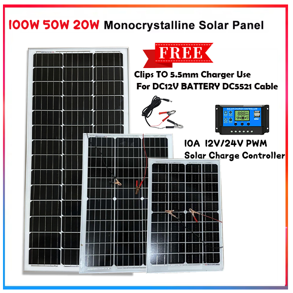 20W 50W 100W Solar Panel 18V Monocrystalline Silicon PV Panel Solar ...