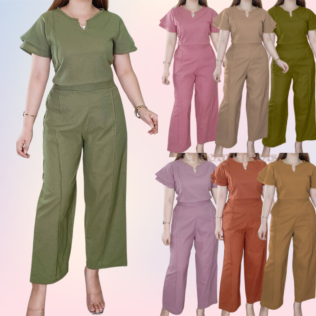 CC Cotton Linen Coords Pants Coordinates | Formal Butterfly Sleeve Top ...