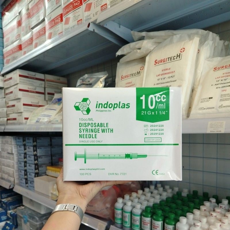 INDOPLAS DISPOSABLE SYRINGE WITH NEEDLE 10CC/ML 21G x 1 1/4" - 100PCS ...