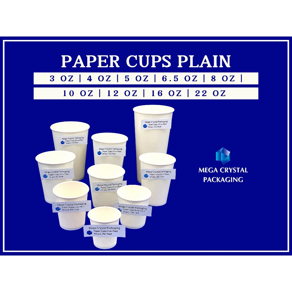 [ 50 PCS ] PAPER CUP / PAPER CUPS PLAIN 3oz /4oz / 5oz / 6.5oz / 8oz ...