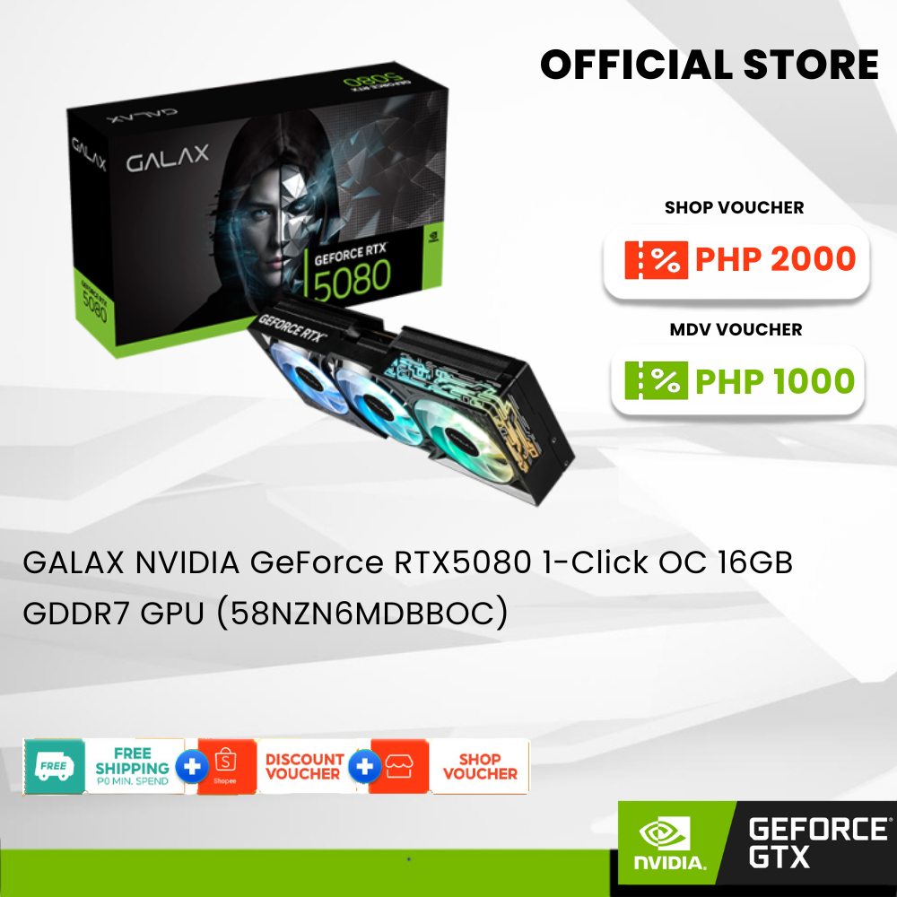 GALAX NVIDIA GeForce RTX5080 1-Click OC 16GB GDDR7 GPU (58NZN6MDBBOC ...