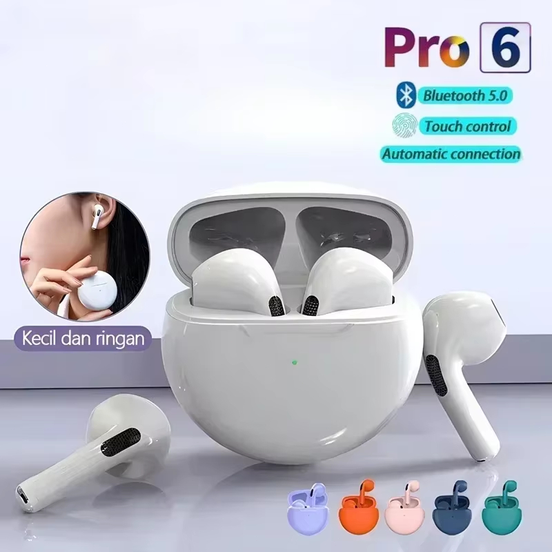 Wireless Earphones Pro 6 TWS Compatible with Android and iOS Bluetooth ...