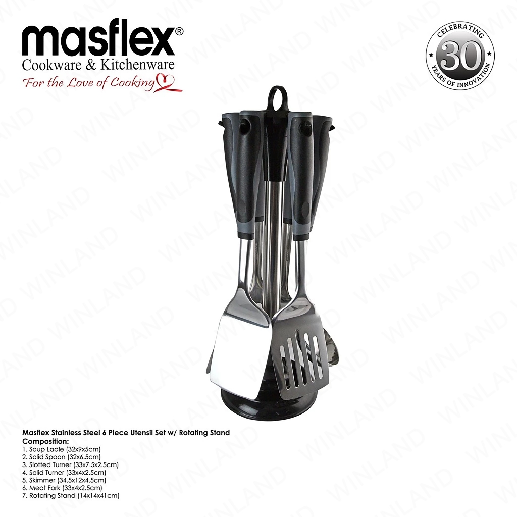 Masflex by Winland 6 Piece Stainless Steel Utensil Set with Rotating Stand MC-02 | Shopee ...