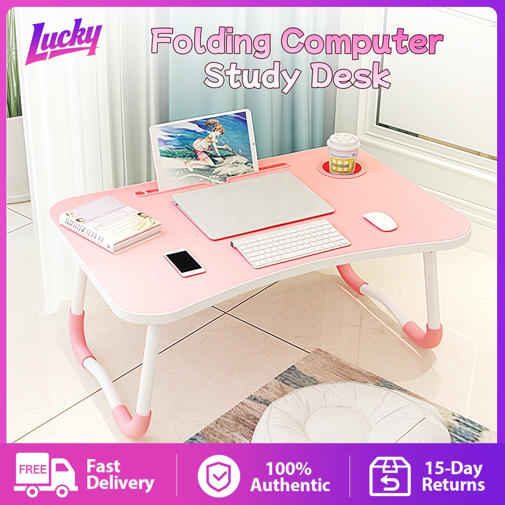 Lucky Mini Desk Study Bed Table Foldable Wooden Computer Folding Dining ...