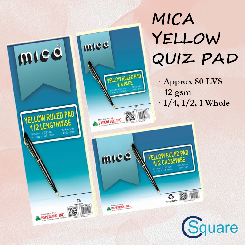 CSQUARE MICA Yellow Pad 1/4 | 1/2 Lengthwise | 1/2 Crosswise | Whole ...