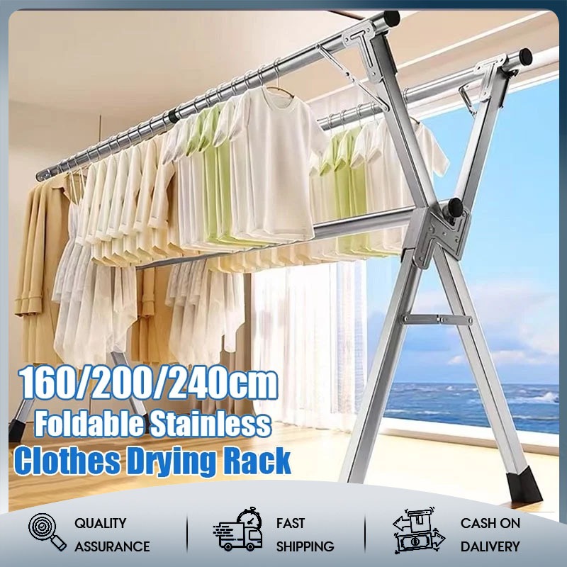 Clothes Drying Rack Foldable Stainless Laundry Rack For Indoor Outdoor ...