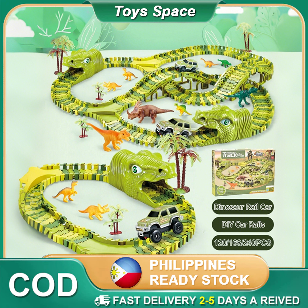 3D DIY Dinosaur Track Rail Car Toy Set Puzzle Assembly Toys For Kids ...