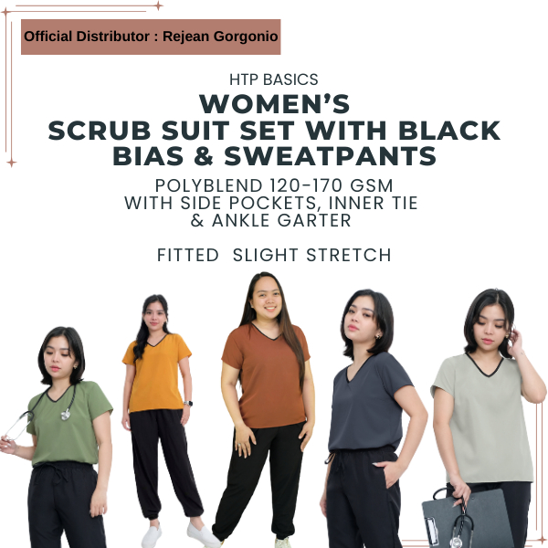 HTP Basics Women's Unifit Scrub Suit Set with Black Bias & Black ...