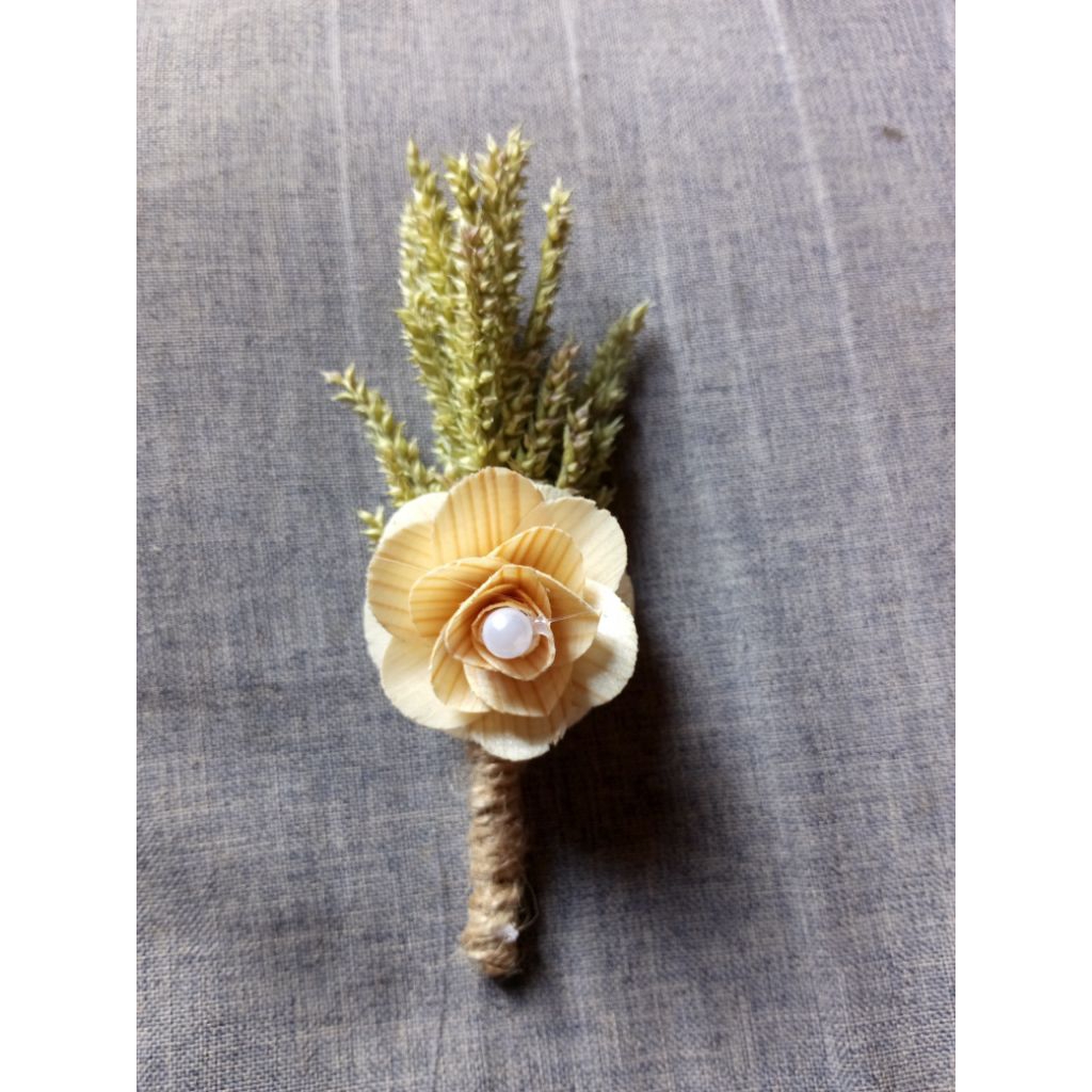 boho wood flower chest corsage with pin | Shopee Philippines