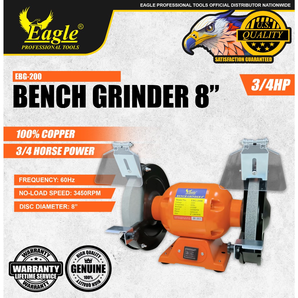 Heavy Duty Bench Grinder 8" EBG-200 Eagle Professional Tools | Shopee ...