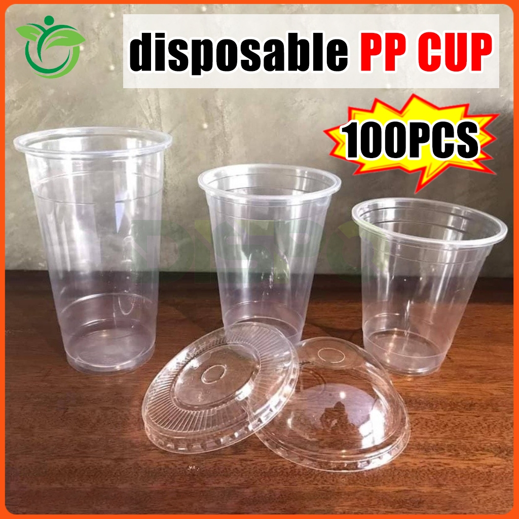 [100pcs] Plastic PP Y Cup With Lids Set (10oz, 12oz, 16oz, 22oz) 95mm ...