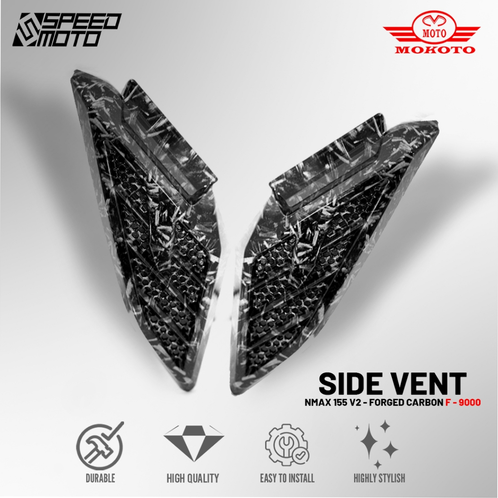 YAMAHA NMAX V2 V2.1 SIDE VENT GARNISH COVER SET HYDRO DIP FORGED CARBON ...