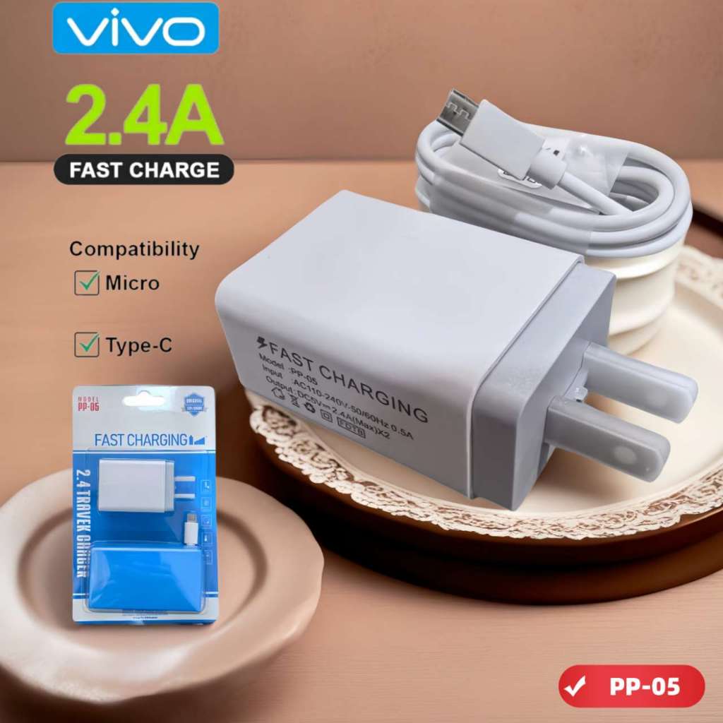 pp05 Vivo Fast Charger 2.4A Charger With Android Micro Type c Phone ...