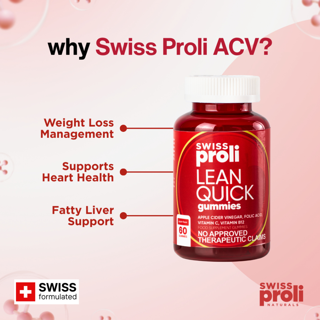 SWISS PROLI LeanQuick Apple Cider Vinegar Gummies | 60 pcs | Vit C, B12 ...