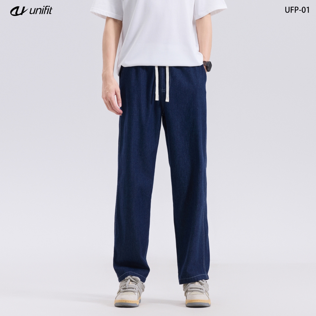 UNIFIT Retro Washed Jeans Drape Loose Straight Cut Wide Leg Loose Pants ...