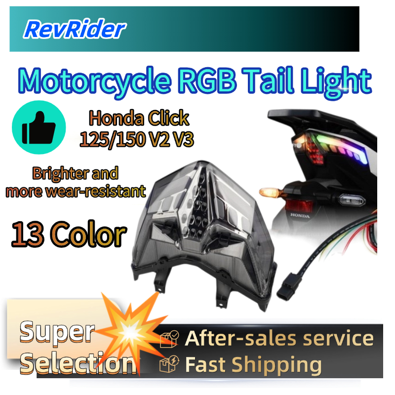 Honda Click 125/150 V2 v3 taillight RGB 13 modes LED bright colors plug ...