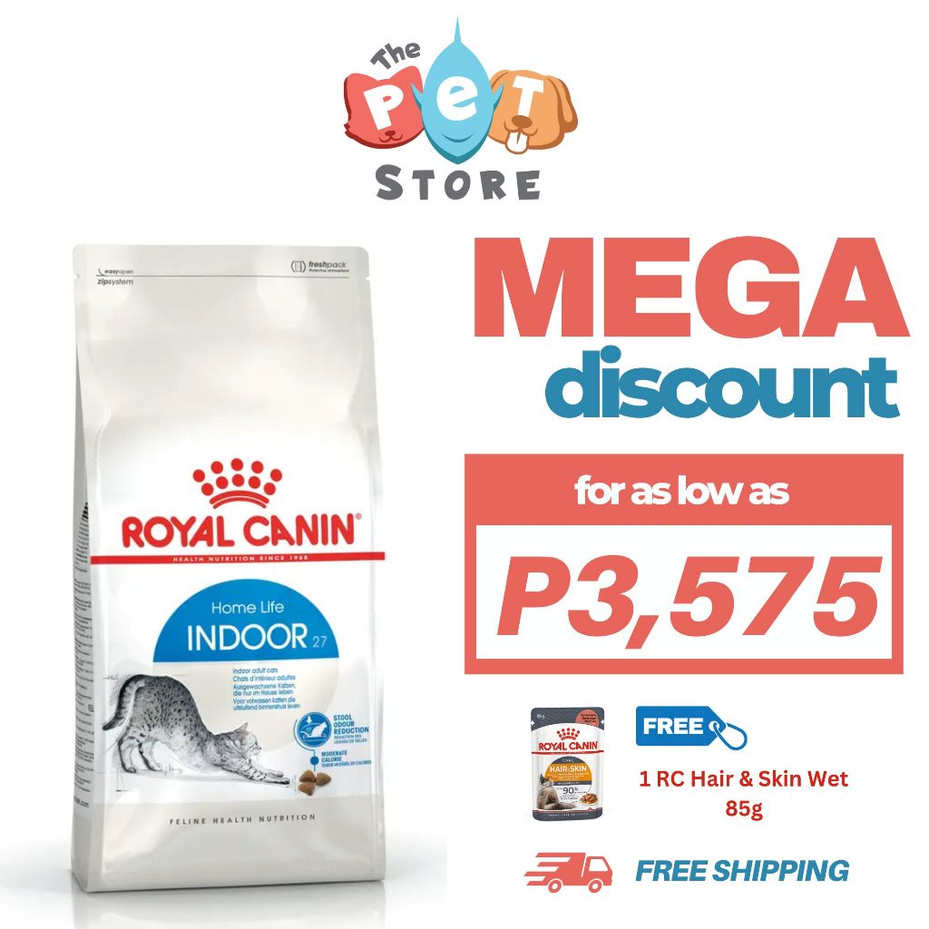 Royal Canin Indoor 27 10kg Adult Dry Cat Food (FREE 1 RC Hair Skin 85g ...