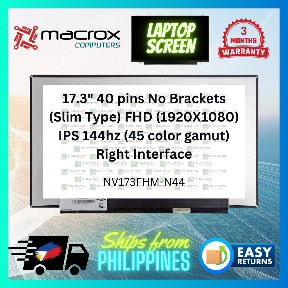 Laptop Screen 17.3" 40 pins No Brackets (Slim Type) FHD (1920 X 1080 ...