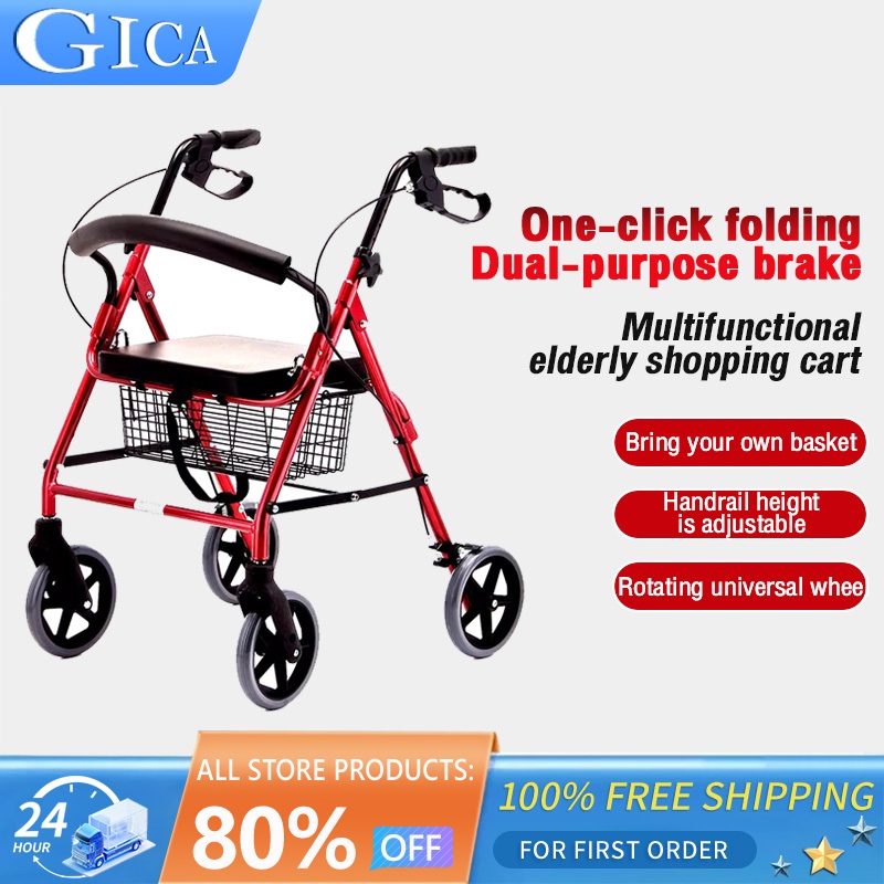 Walker For Elderly With Chair Trolley Footrest Or Rollator Medical Cart ...