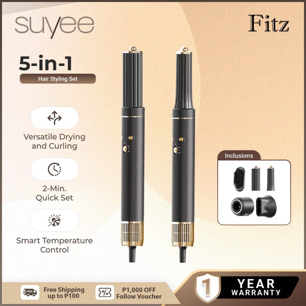 Fitz 5-in-1 Hair Styling Set Drying & Curling Negative Ion Smart Heat ...