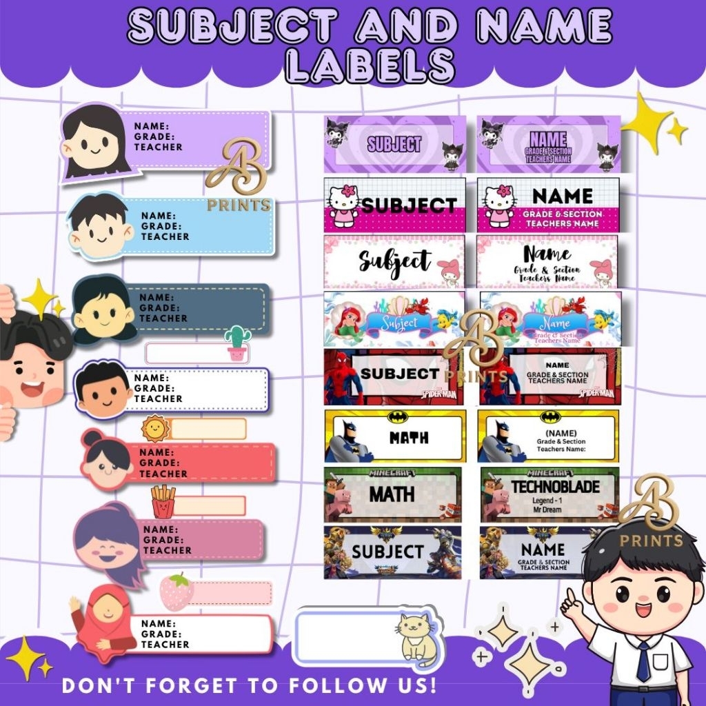 Customized Name Labels Subject Labels Stickers | Shopee Philippines