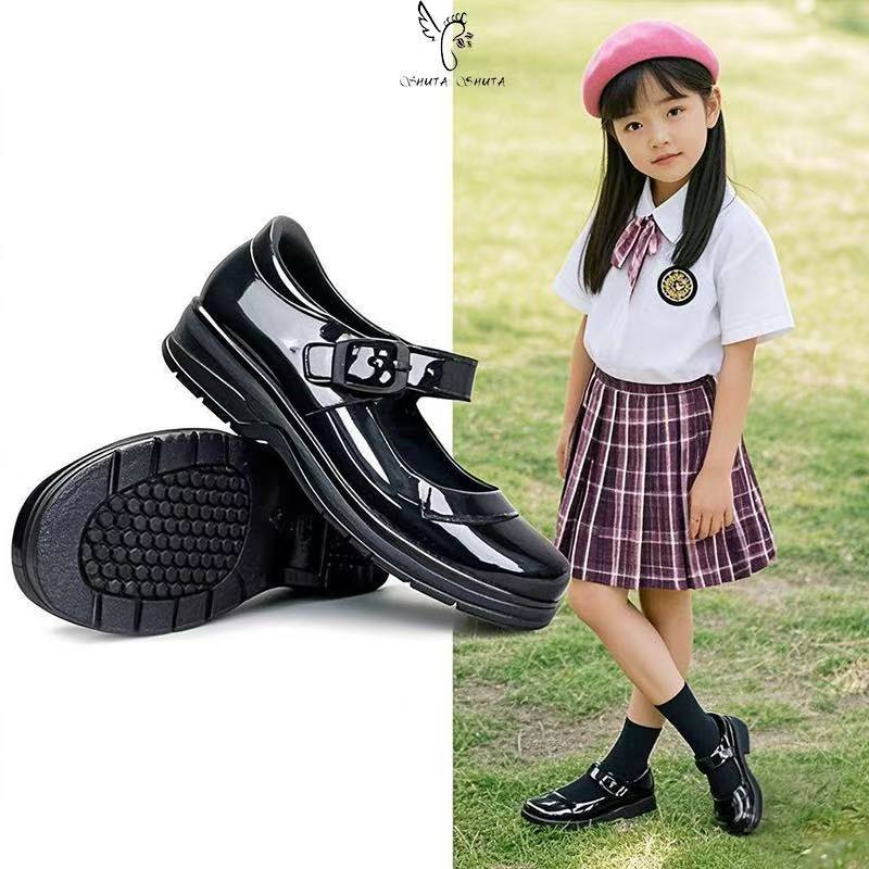 kids black shoes school shoes for Girls Rubber-weighty #9131 | Shopee ...