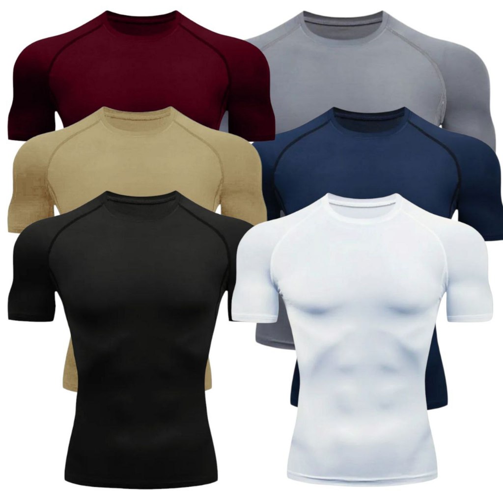 6xs-5XL COMPRESSION T-SHIRT NYLON SPANDEX QUICK DRY 4-WAY STRETCH ...