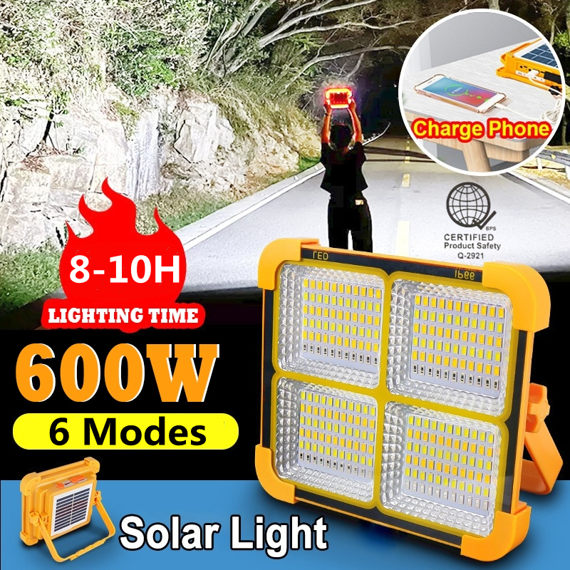 LED Portable Solar Flood Light USB Foldable Pannel Dimming Outdoor ...