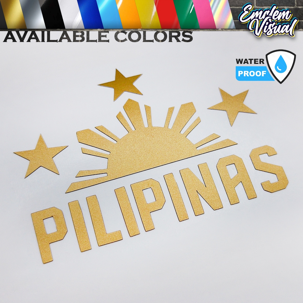 3 Stars and a Sun WATERPROOF STICKER vinyl decal (Pilipinas Flag) for ...