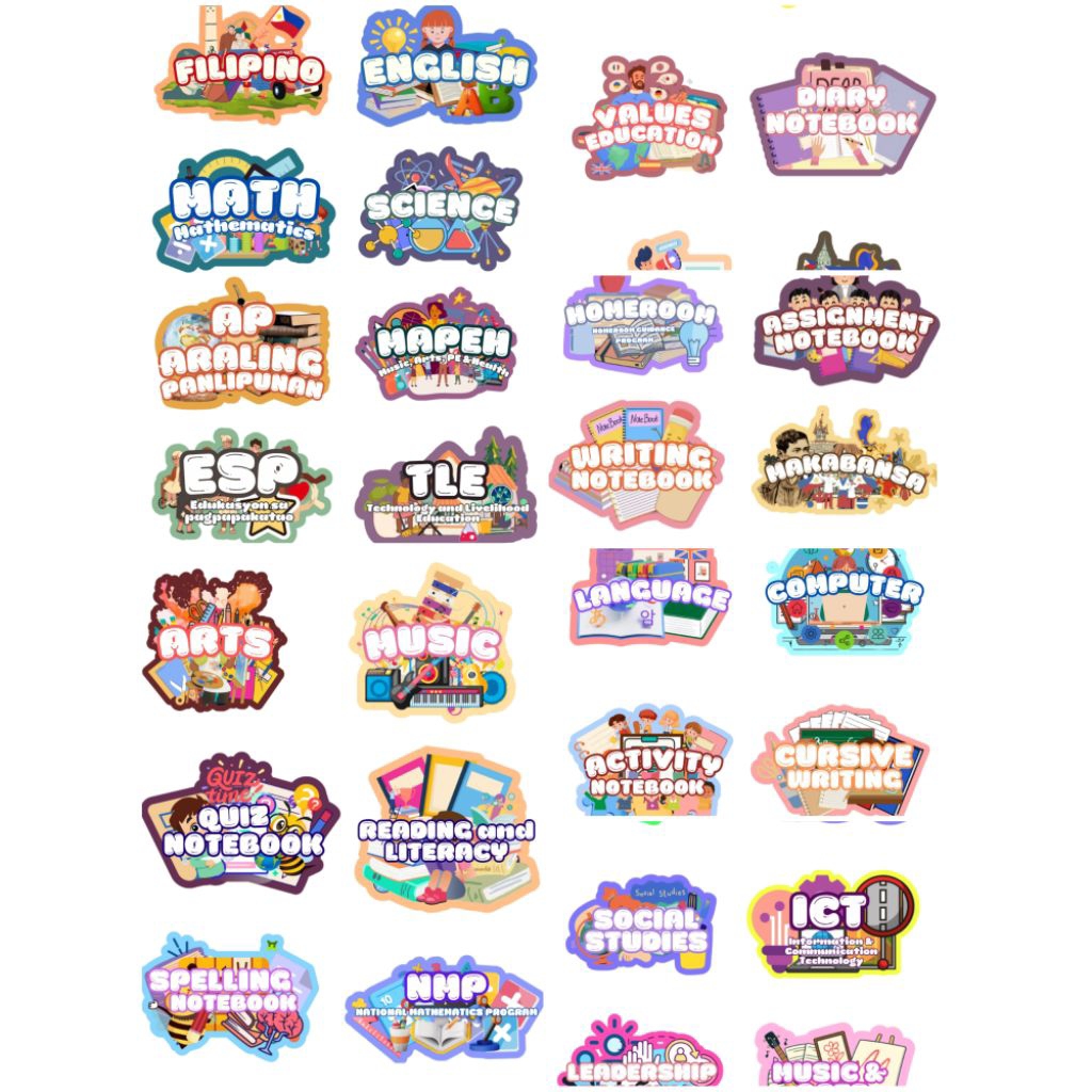 SUBJECT NAME NUMBER STICKER NOTEBOOK | Shopee Philippines