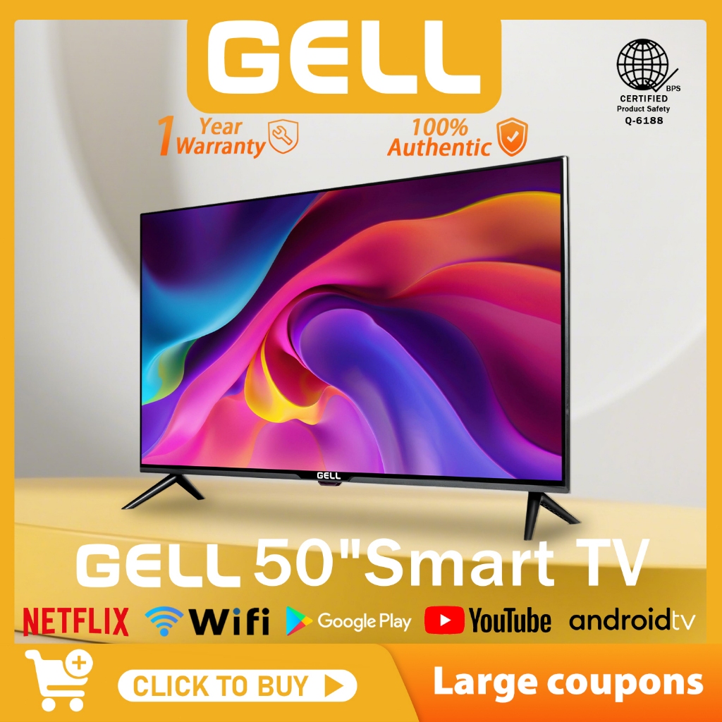 GELL 50 Inch Android Smart TV With Netflix Youtube Screen Mirroring LED ...
