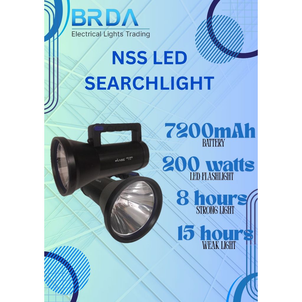 NSS LED SEARCHLIGHT (NS-2883) 7200mAh Battery Capacity 200w LED ...