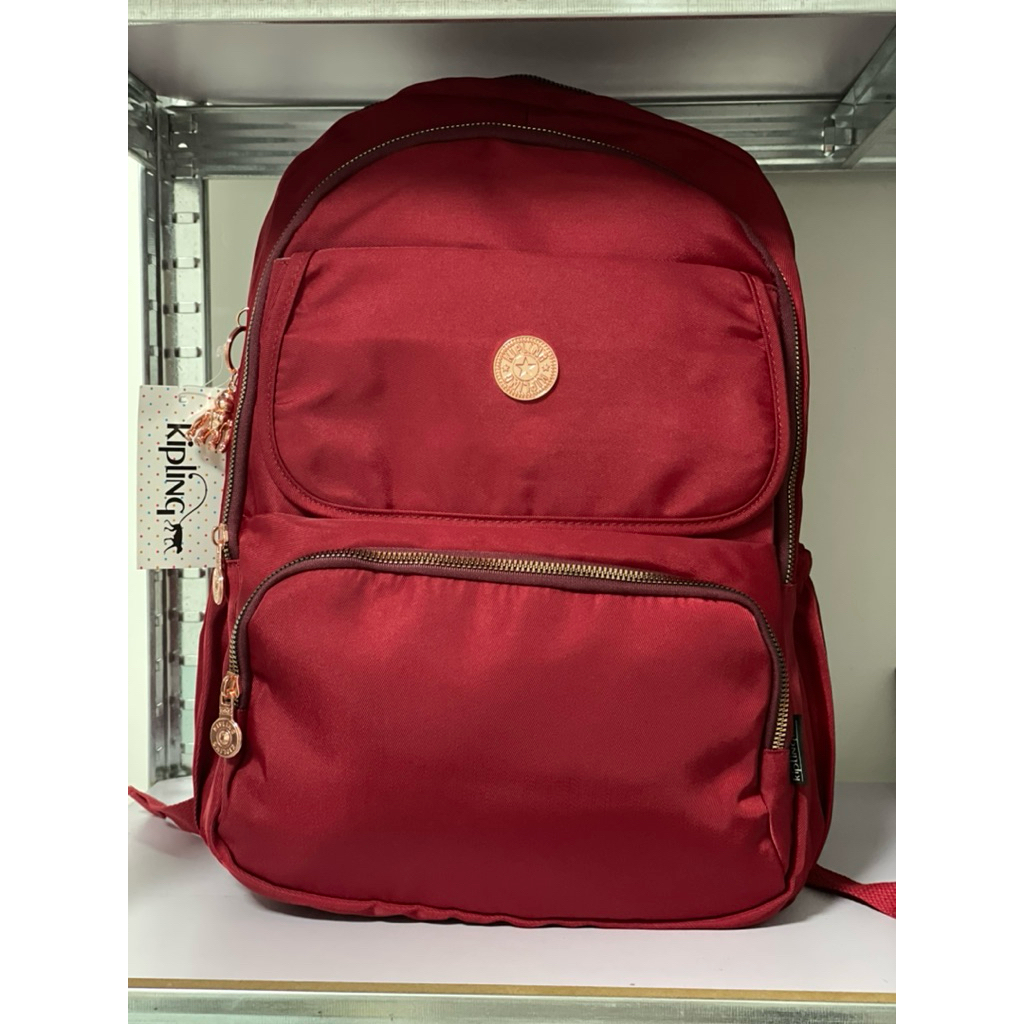 nylon kipling large backpack maroon (rosegold hardware) SALE | Shopee ...