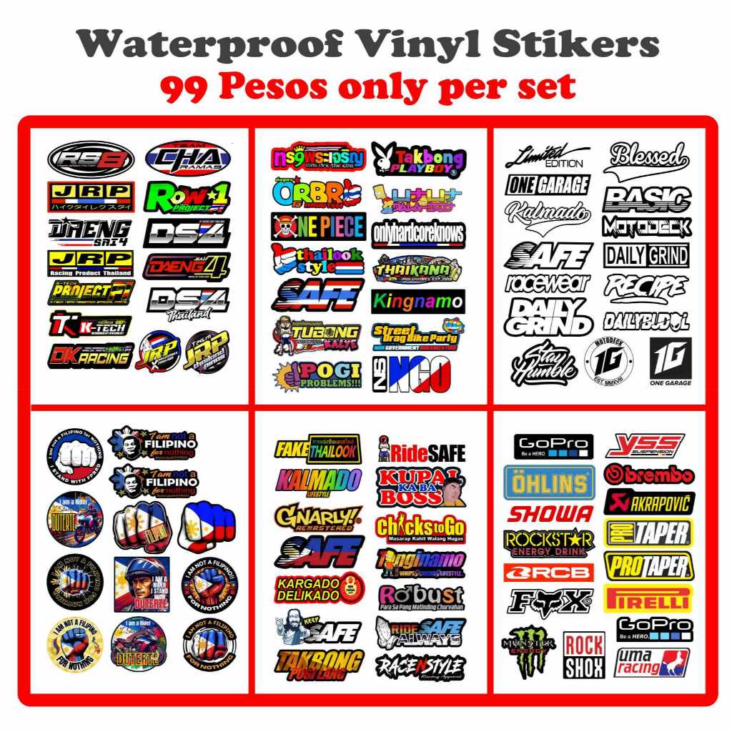 SET of Motorcycle Waterproof Vinyl Stickers/JRP stickers/DUTERTE ...